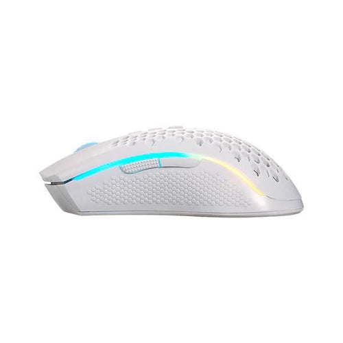 Mouse Storm pro blanco con RGB, inalambrico y cableado USB, interrupto