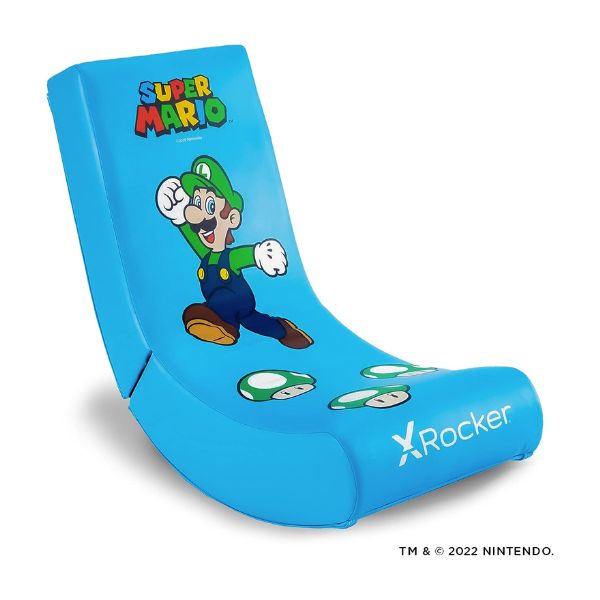 Silla X Rocker Super Mario, Edicion Luigi All-Star, Cuero sintetico Bl