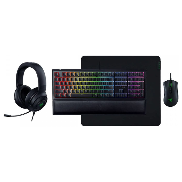 Kit 4 en1 Razer Homerun Gaming Teclado Razer Ornata V2 Mouse DeathAdde
